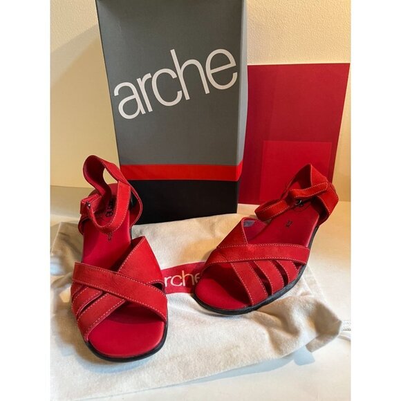Arche | Shoes | Arche New In Box Womens Red Nubuck Leather Sandals Shoe ...